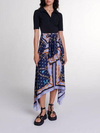 Maje Bedrucktes Trompe-lail-kleid - Imprime Foulard Chaine Bleu - Gr&ouml;&szlig;e 32 - Maje