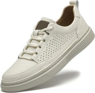 Generic Chaussures décontractées en cuir Oxford pour homme avec semelle souple antidérapante et lacets, Beige creux, 39 1/3 EU