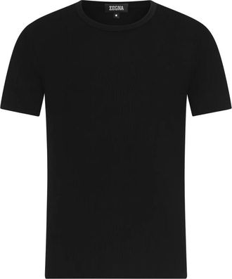 Ermenegildo Zegna Homme, Tops, Noir, Taille: 3XL T-shirt &agrave; col rond c&ocirc;tel&eacute;