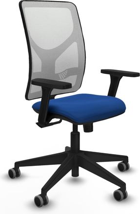 Piqueras y Crespo B&uuml;rostuhl mit weichen R&auml;dern, mit 3D-Armlehnen, h&ouml;henverstellbare Lendenwirbelst&uuml;tze, ausgestattet mit 3 Positionen und Schneideschaum, Wei&szlig;/Blau