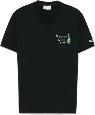 MC2 Saint Barth Homme, Tops, Noir, Taille: 2XL T-shirt en Coton Noir Style Portofino