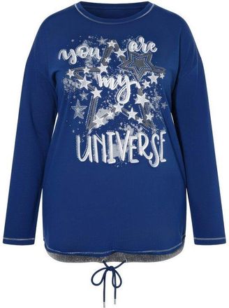 Angel Of Style Sweatshirt Sweatshirt Loose Fit Universe-Print Saum-Tunnelzug
