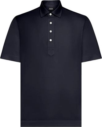 Ermenegildo Zegna Homme, Tops, Bleu, Taille: 2XL Polo en soie et coton