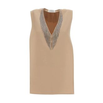 Sportmax Geometrisches &auml;rmelloses Oberteil - - Blouses & Shirts - Damen - Beige - M