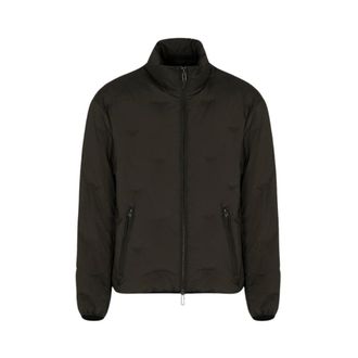 Emporio Armani Nylon-Daunenjacke mit durchgehendem Rei&szlig;verschluss und eingelegten Mikro-Adlern - - Jackets - Herren - Schwarzk - L