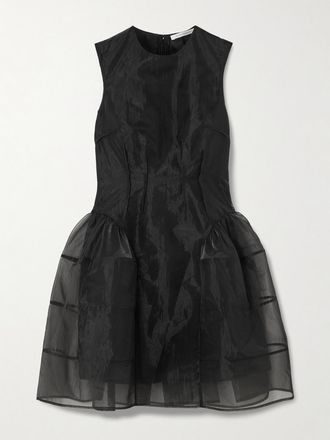 Cecilie Bahnsen Claudie Minikleid Aus Organza Und Satin Mit Raffungen - Schwarz