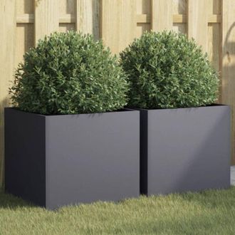 vidaXL Jardini&egrave;res 2 pcs anthracite 42x40x39 cm acier Vidaxl