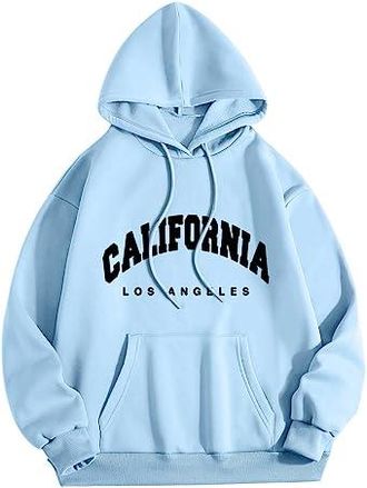 Generic Sweat &agrave; capuche Los Angeles California pour femme - Imprim&eacute; graphique - Uni - Esth&eacute;tique - Los Angeles - V&ecirc;tements &agrave; capuche - Manches longues avec po