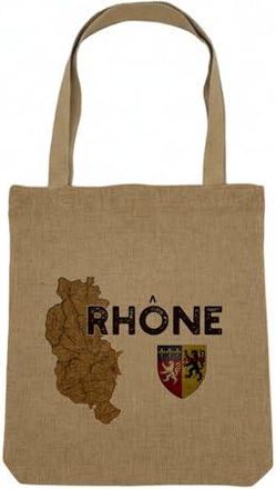 Fabulous Sac Shopping Tote Bag Aspect Lin - Rhone 69 Departement Lyon Carte Ancienne Rare - Sac de Courses Toile Epaisse 360g Beige Naturel Cabas Port&eacute; Epaule 