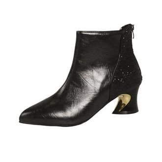 Generic Bottines d&eacute;contract&eacute;es &agrave; talon bas et &eacute;pais pour femme - &Eacute;l&eacute;gantes et confortables - Bout pointu - Fermeture &eacute;clair dans le dos - &Eacute;l&eacute;gantes et confort