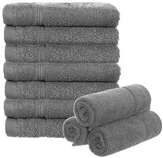 Brandsseller Lot de 10 Serviettes de Toilette 30 x 30 cm Lavettes en Éponge Serviette pour Invité avec Boucles de Suspension Coton 470 g/m² Salle de Bain Ménage - 