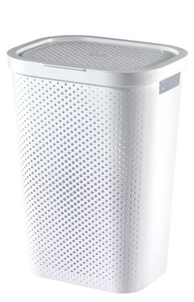 Curver Wäschekoffer, 60 l, Infinity Dots - Recycelter Kunststoff, Wäsche, Trockner, Wäschekorb, weiß, L