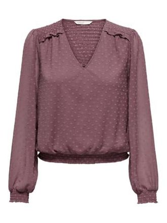 Only Onlelmira Life New Dobby L/S Top WVN Chemisier pour Femme, Rose/Marron, S