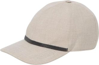 Brunello Cucinelli Femme, Accessoires, Beige, Taille: ONE Size Casquette de baseball en lin avec bande perl&eacute;e