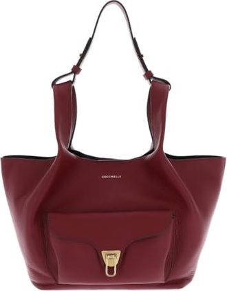 Coccinelle Cuir sac à main Beat Shopping Double Grainy Leather Handbag Ribes/Prune framboise