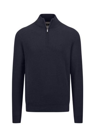 Fynch-Hatton Strickpullover aus Baumwolle mit Troyer-Kragen Navy/XL