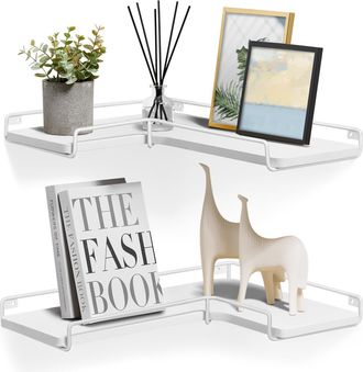 Vasagle L-förmiges Eckregal, 2er Set, Wandregal, Industrie-Design, für Wohnzimmer, Schlafzimmer, Küche, wolkenweiß LLS831W14