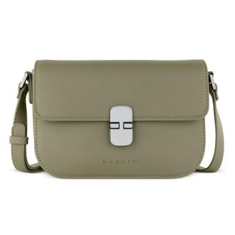 Bugatti Nela Damen-Schultertasche zum Umhängen, kleine Box-Bag aus Kunstleder, pistazie