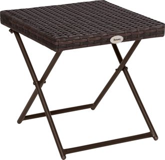 OUTSUNNY Polyrattan Beistelltisch Gartentisch klappbar Couchtisch Gartenmöbel Falttisch Metall Braun 40 x 40 x 40 cm