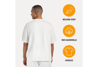 Smilodox T-Shirt Cedrik, Oversize Shirt aus 100% Baumwolle, Weiches Material, Modern Metallabel Baumwollshirt Kurzarmshirt moderne Details Freizeitshirt
