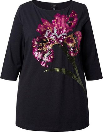 Ulla Popken Sweatshirt Sweatshirt A-Linie U-Boot-Ausschnitt 3/4-Arm