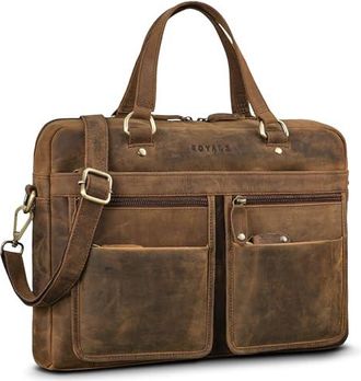 Royalz sac &agrave; bandouli&egrave;re cuir homme/femme San Francisco sacoche pour ordinateur portable 13-14 pouces sac daffaires messager vintage, Couleur:Nevada Marron