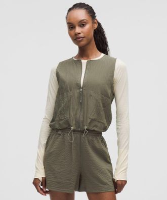 lululemon Veste sans manches cargo de randonn&eacute;e &agrave; texture quadrill&eacute;e pour Femmes - Vert - Taille XS