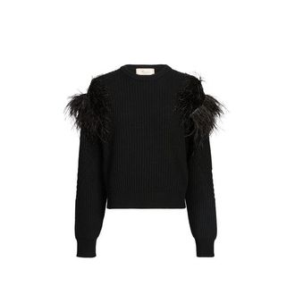 Blumarine gefiederter Wollpullover - schwarz