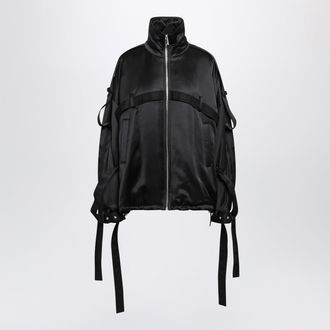 The Attico Schwarze dekonstruierte Bomberjacke aus Satin