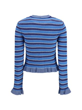 Ganni Womens Striped Cotton Cardigan Marina Sweater