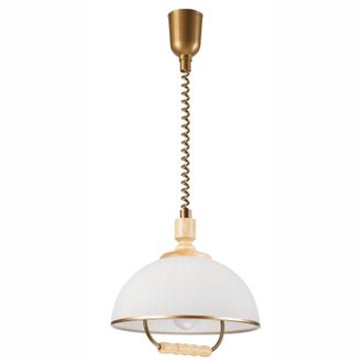 Licht-Erlebnisse Pendelleuchte Glas Holz in Natur Weiß Esstisch Esszimmer Ø30 cm rund E27 bis 60 W blendarm natürlich wohnlich gemütliche Hängelampe Küche TAVEM