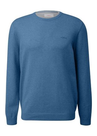 s.Oliver Rundhalspullover Pullover (1-tlg) Rundhals-Ausschnitt, langarm, Logo-Stickerei