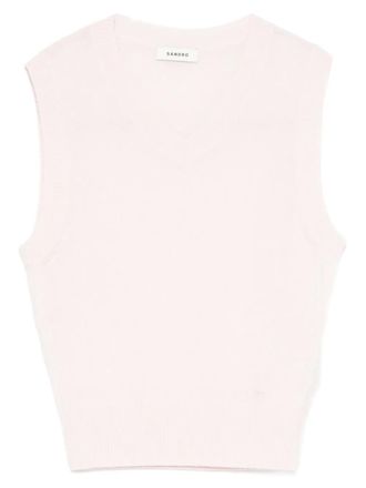 Sandro Tr&auml;gershirt mit V-Ausschnitt - Rosa