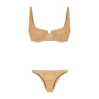 Os&eacute;ree Maillot de bain deux pi&egrave;ces col roul&eacute; avec fil lurex - Femme - Maillots de bain - Jaune - Taille: 42 FR
