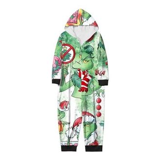 Generic Le Grinch Pyjama Noel Famille De Grinch Homme Hiver Chaud Et Doux Vetement Bebe Femme Garcon Costume Assorti Noël Couple Ensemble Adulte Pull Coton En