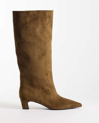 schuh Dollie bottes montantes &agrave; bout pointu en daim synth&eacute;tique kaki-Vert