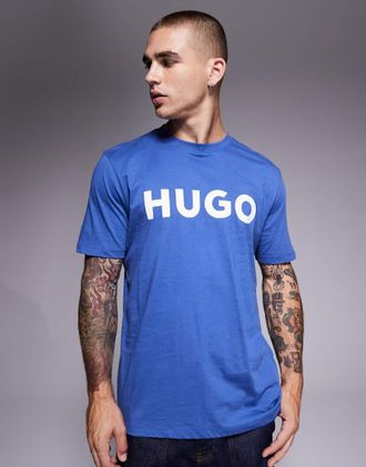HUGO BOSS Dulivio - T-Shirt in Blau mit Logo auf der Vorderseite