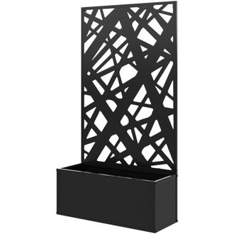 OUTSUNNY Jardini&egrave;re treillis haut design graphique rectiligne - 61 x 23 x 113 cm - m&eacute;tal thermolaqu&eacute; noir