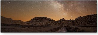 Paul Sinus Art Leinwandbilder | Bilder Leinwand 150x50cm Milchstraße über der Wüste von Bardenas - Spanien