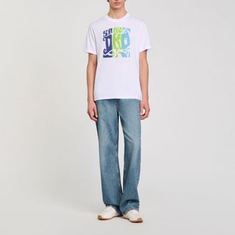 Sandro T-shirt en coton &agrave; imprim&eacute; vagues