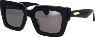 Bottega Veneta Quadratische Sonnenbrille mit Metallstreifen - - Accessories - unisex - Schwarzk - 48 MM