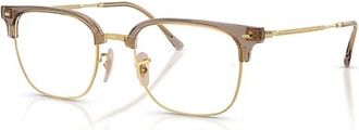 Ray-Ban New Clubmaster Optics Gold Fassung Klar Glas Polarisiert 53-20