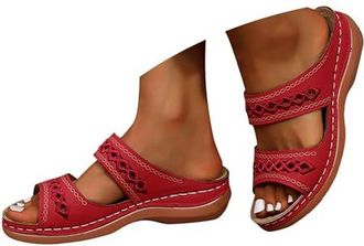 Generic Sandales orthop&eacute;diques pour femme &agrave; talon compens&eacute; - Bout ouvert - Soutien de la vo&ucirc;te plantaire - Plateforme &eacute;paisse brod&eacute;e - Sandales confortables c