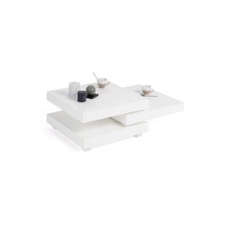 IDMarket Idmarket - Quadratischer Couchtisch mina weiß Drehplatten 60x60 cm
