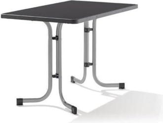 Sieger Sieger 233/A Boulevard-Klapptisch mit mecalit-Pro-Platte 115 x 70 cm, Stahlrohrgestell graphit, Tischplatte Schieferdekor anthrazit