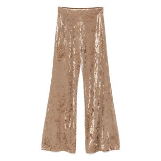 Forte_Forte Gl&auml;nzende Stretch-Samt-Hose mit hoher Taille - - Trousers - Damen - Beige - S