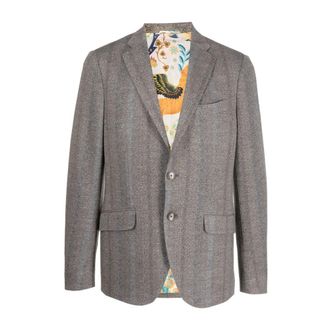 Etro Homme, Vestes, Gris, Taille: XL Blazer &agrave; Rayures Tonales Chevrons
