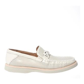 Baldinini Homme, Chaussures, Blanc, Taille: 44 EU Mocassin en cuir foulonn&eacute; perfor&eacute;