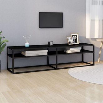 vidaXL Meuble tv noir 160x40x40,5 cm verre tremp&eacute; Vidaxl