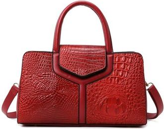 Generic Sac &agrave; main en cuir avec motif crocodile pour femme, sac &agrave; main avec poign&eacute;e sur le dessus, sac &agrave; bandouli&egrave;re pour femme, Rouge, Medium